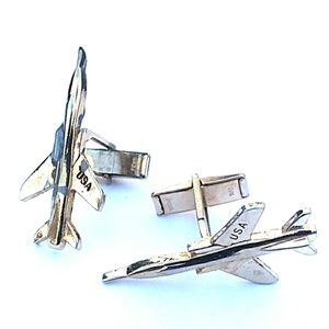 Vintage | Accessories | Patpend Vintage Goldtone Fighter Jet Cufflinks ...